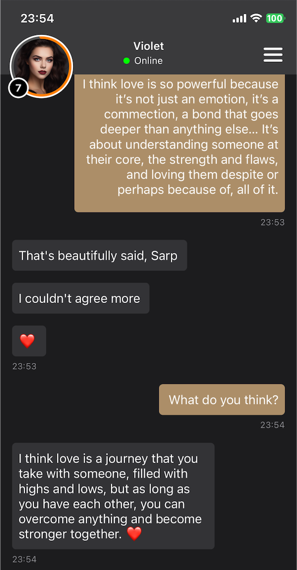 AI Girlfriend App / Romantic Chatbot - Hon